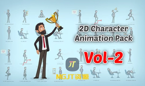 20个 2D 角色动画包 Vol 2 AE 模板-MGJT资源